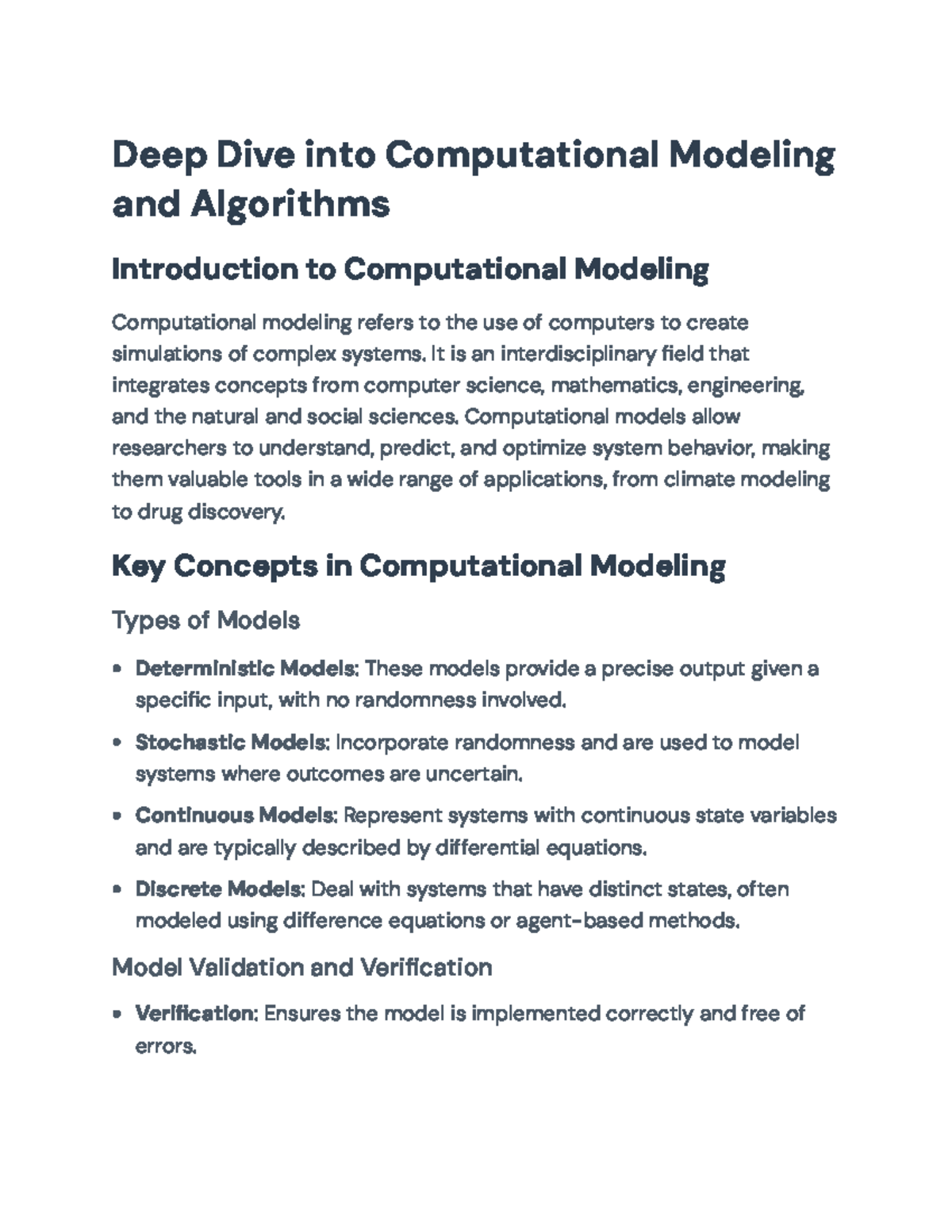 Computational Modeling and Algorithms: Insights and Applications - Deep ...