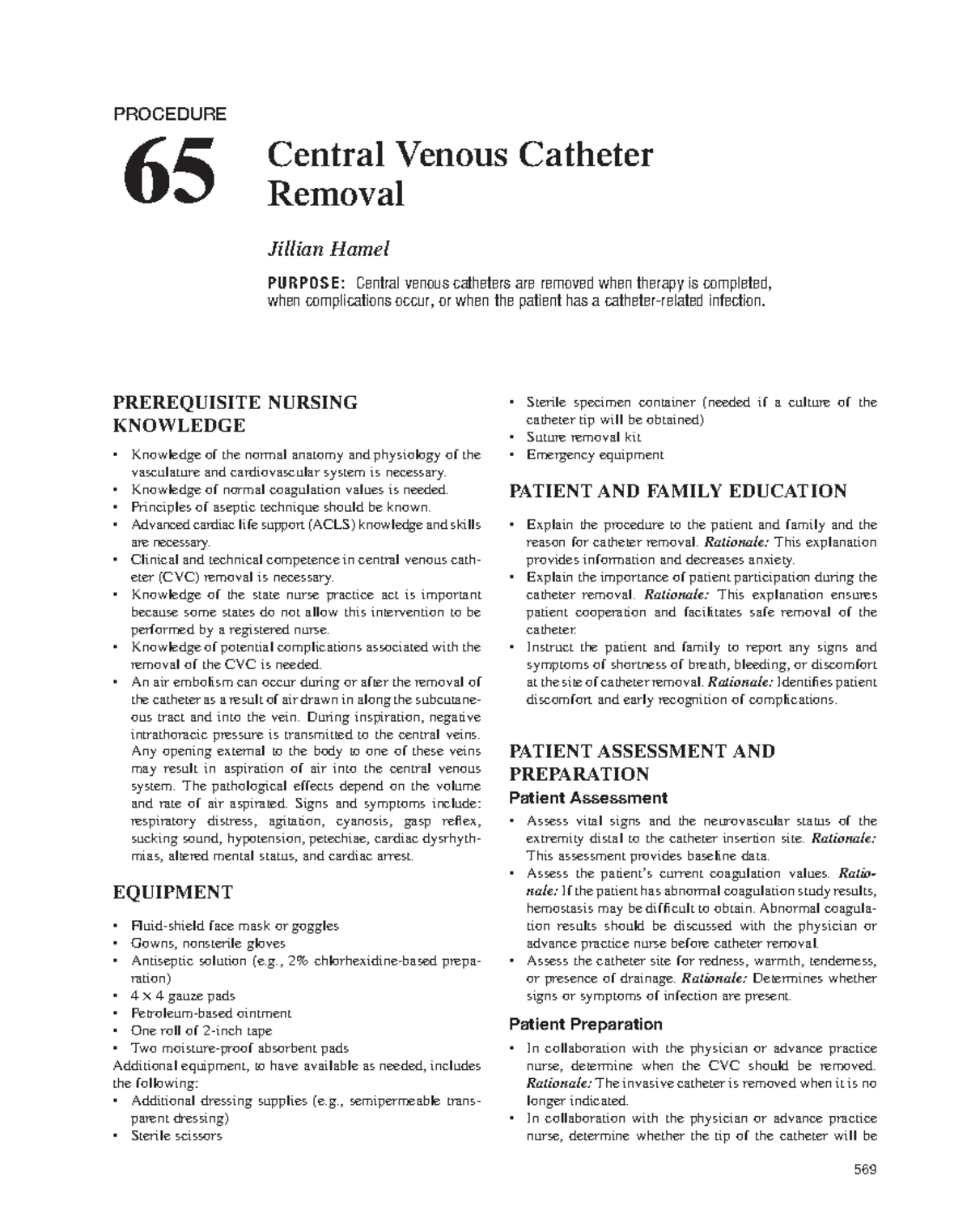 CVC Removal Procedure Guidelines - Nursing Reference - Studocu