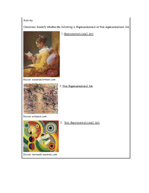 Art Appreciation Activities - ACTIVITY 3 AND 4 Activity 3 Directions ...