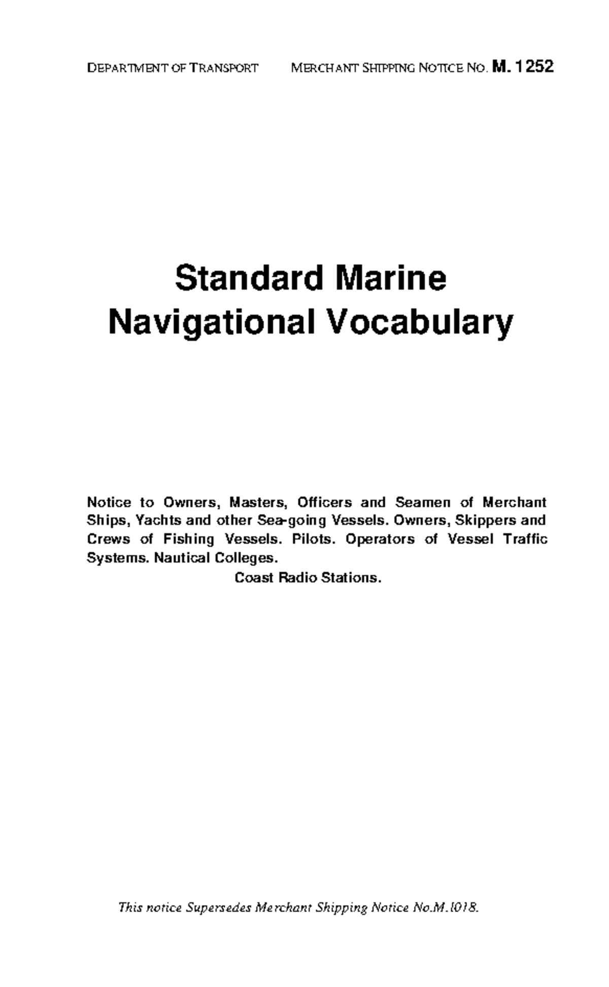 Standard Marine Navigational Vocabulary - A Guide for Seafarers - Studocu