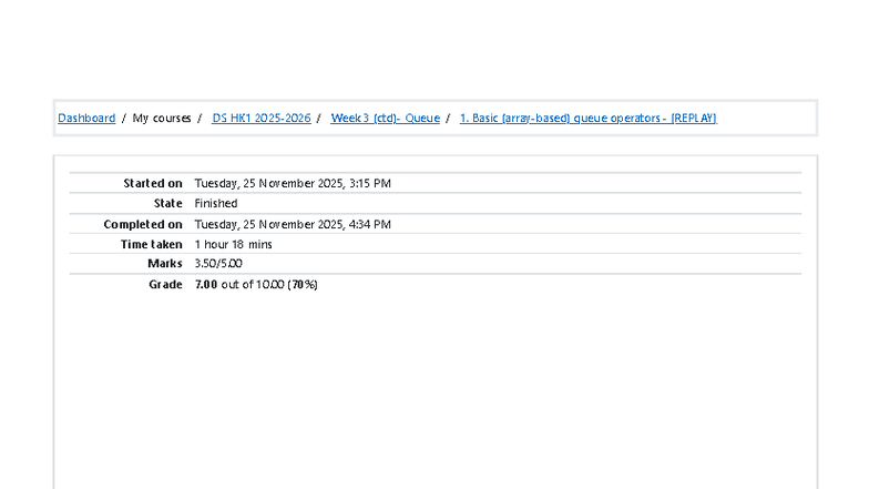 DS HK1 2025-2026: Week 3 - Array-Based Queue Operators - Studocu