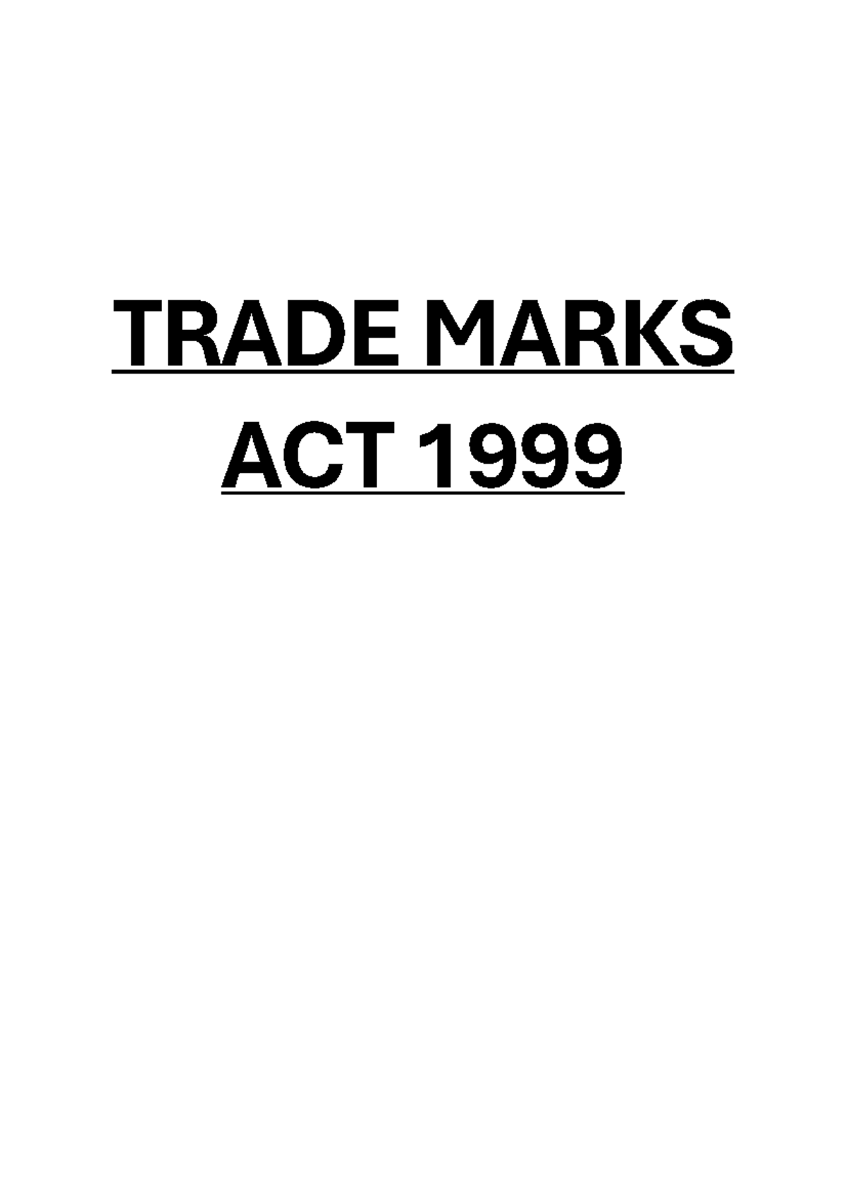 Trade Marks Act 1999: Overview and Key Insights on Indian Law - Studocu