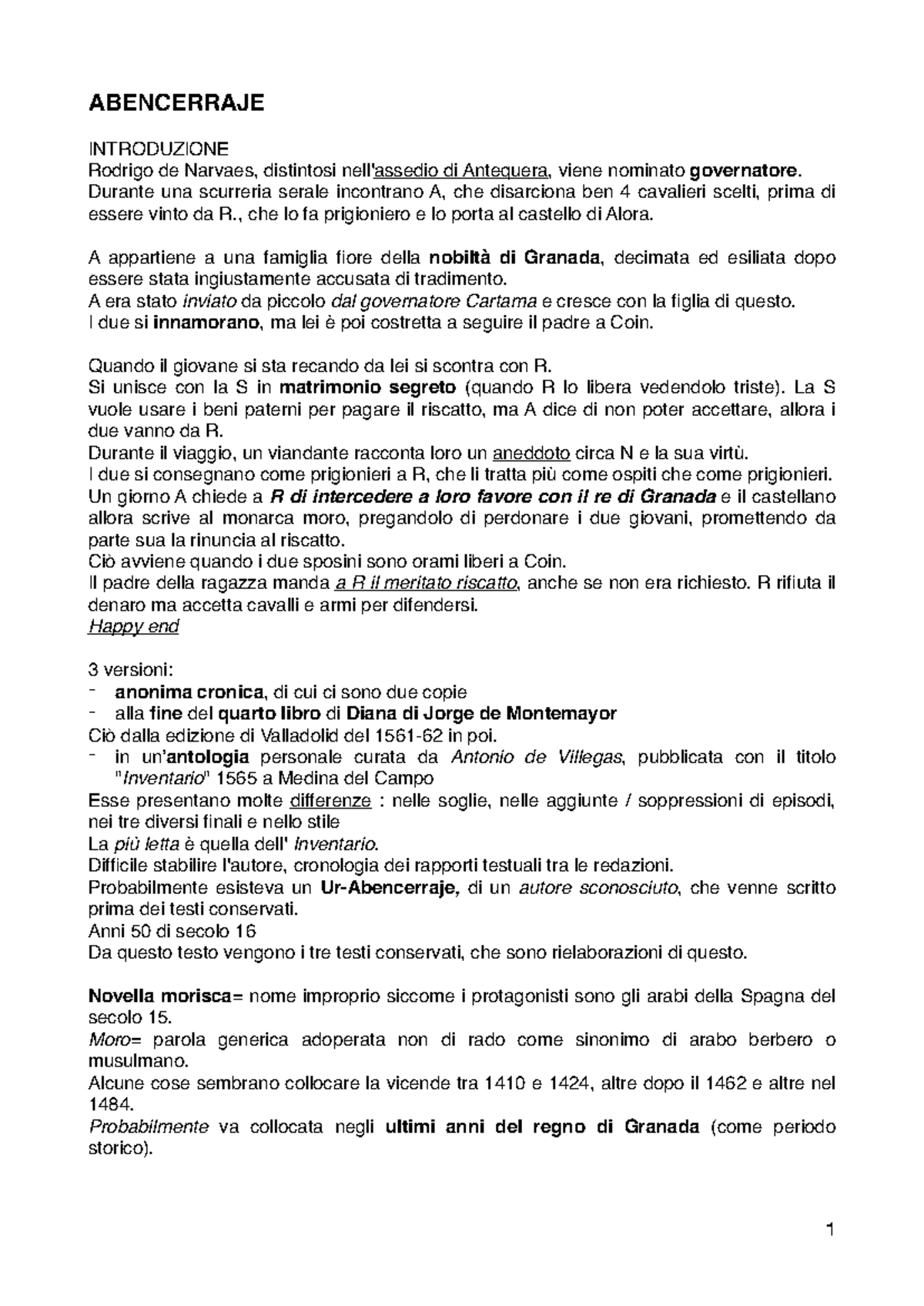 L'Abencerraje e la Bella Sharifa: Analisi e Temi Principali - Studocu