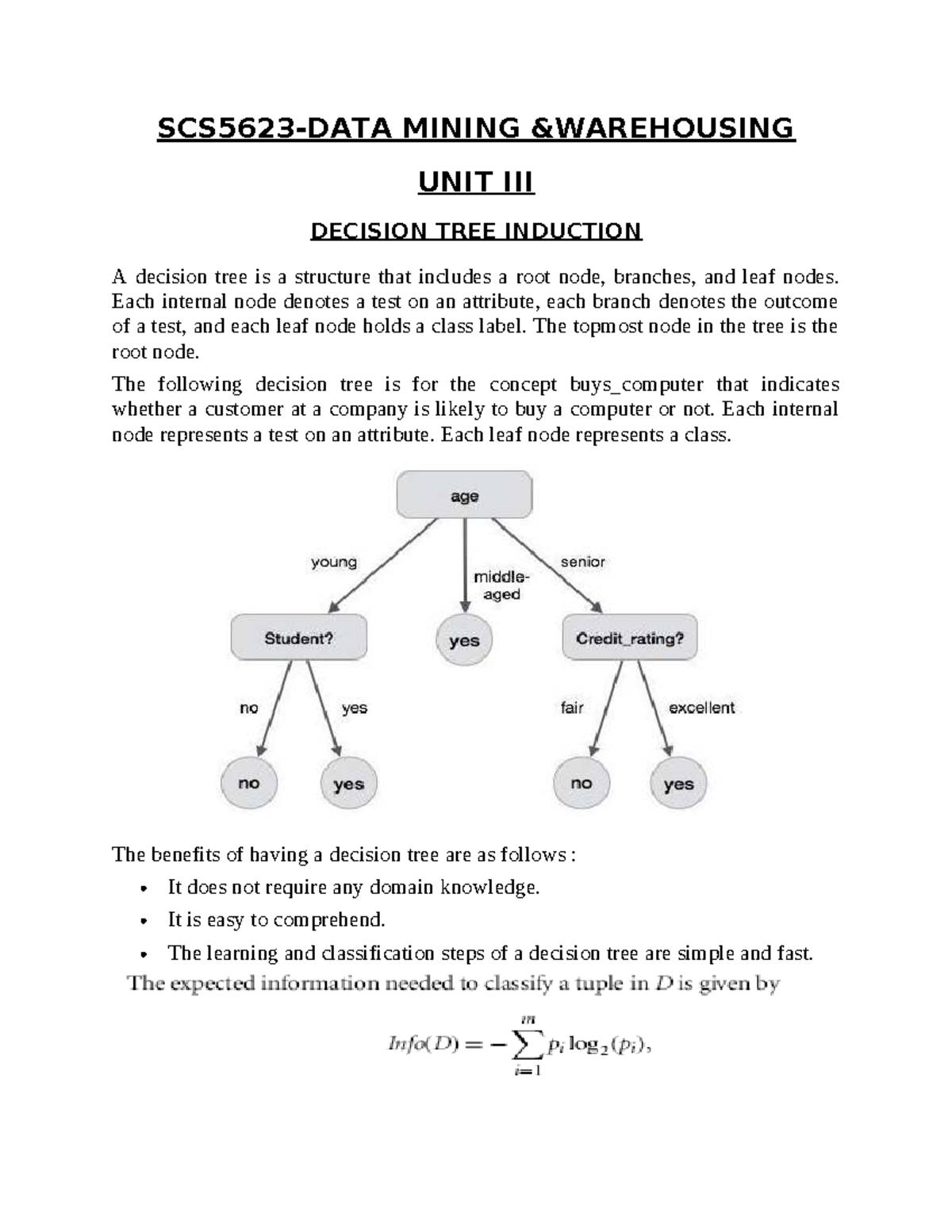 Decision Tree Induction: A Comprehensive Study on Algorithms and Applications - Studocu