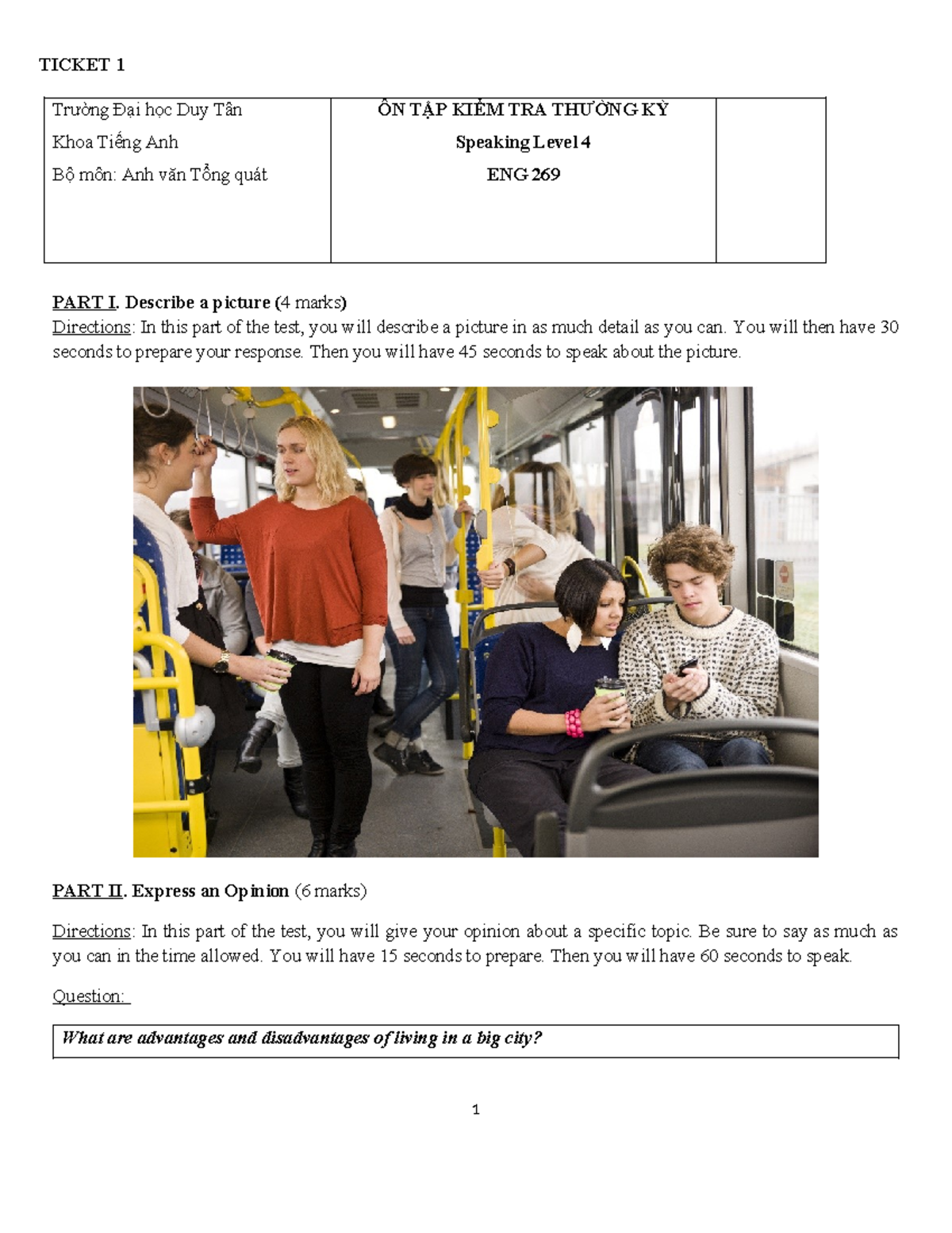 ENG 269 Ôn tập kiểm tra thường kỳ Speaking Level 4 notes - Studocu