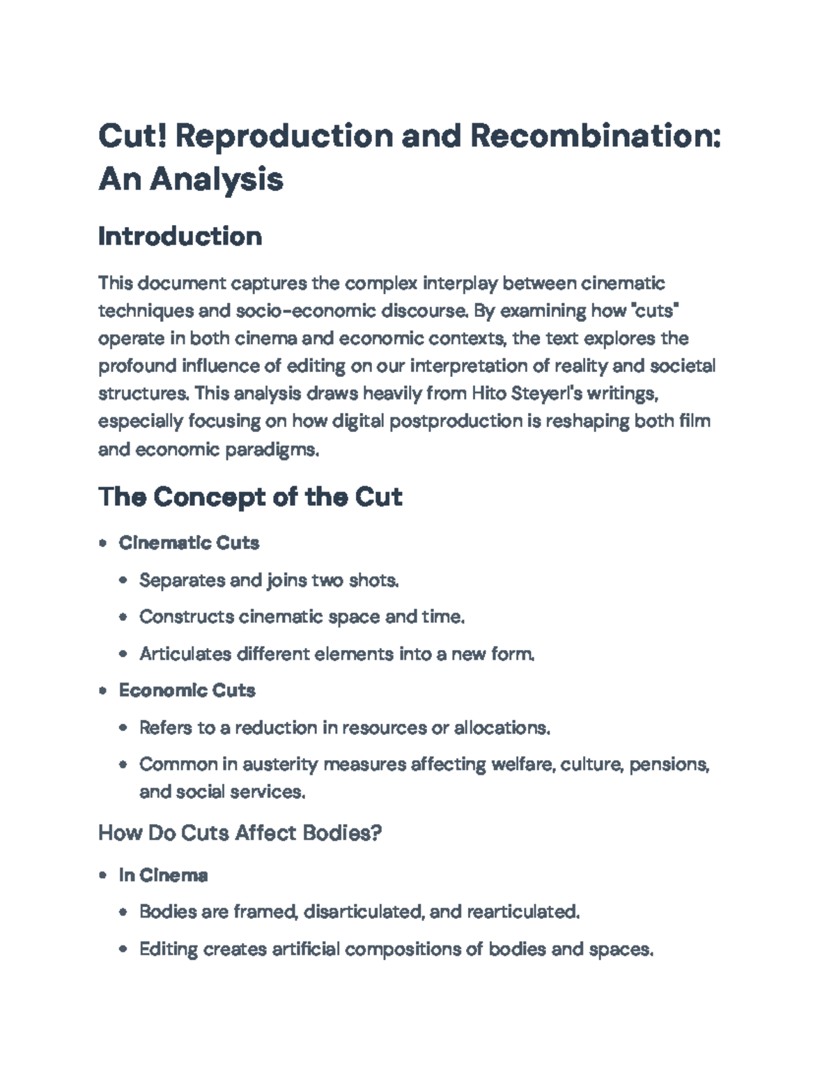 Cinematic Cuts and Economic Discourse: An Analytical Perspective - Cut ...