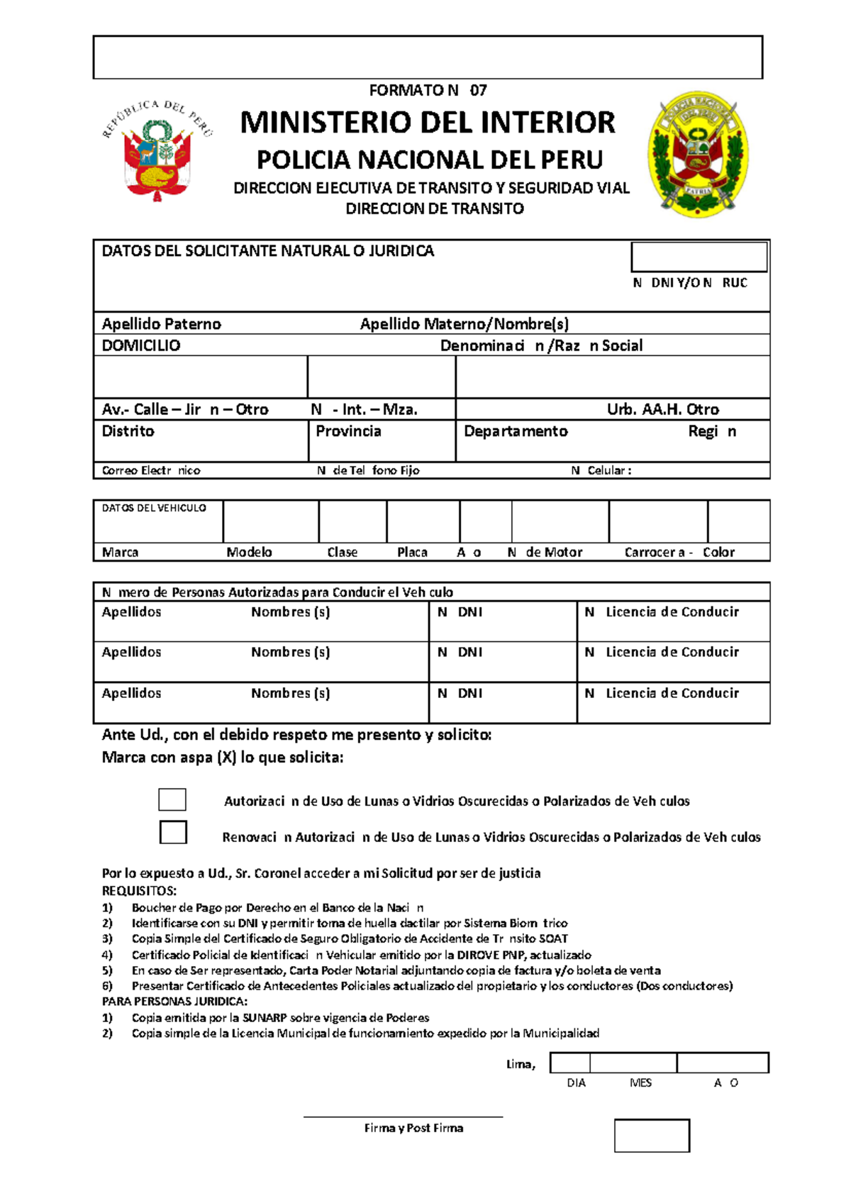 403167971 Formato N 07 PNP Polarizadas pdf - FORMATO Nº 07 MINISTERIO ...
