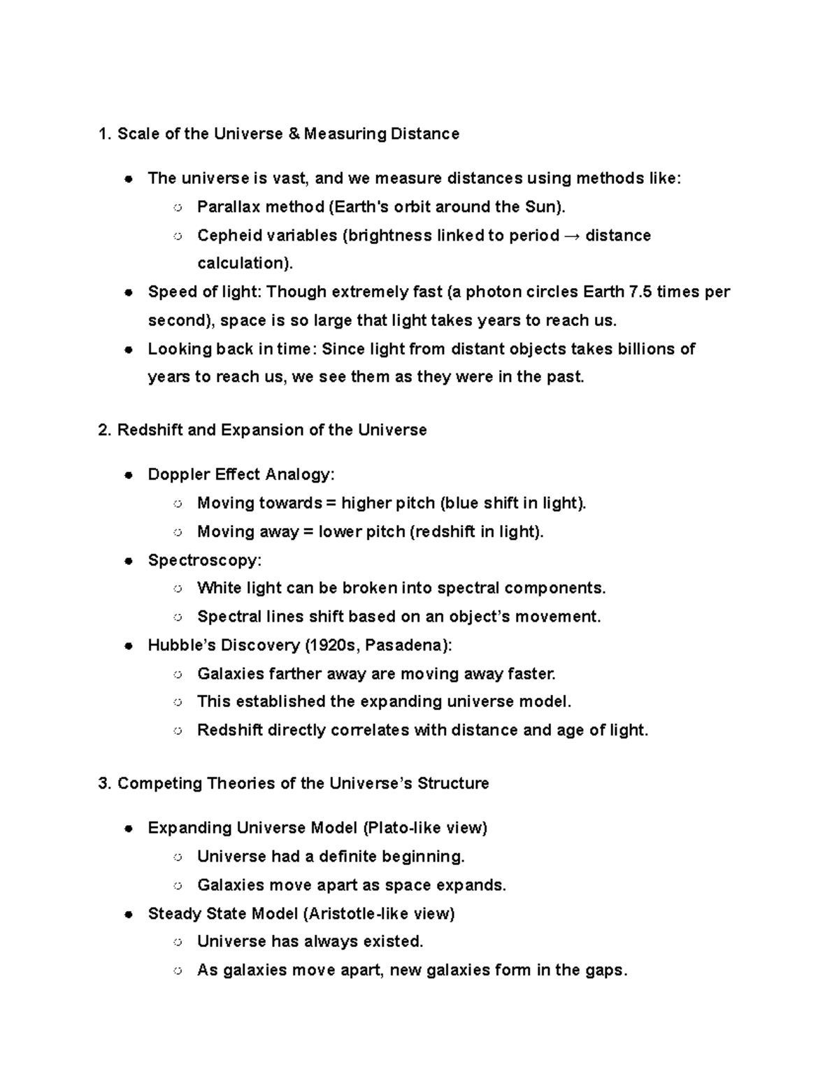 GEO 101: Scale of the Universe, Big Bang, and Martian Geology Notes - 1 ...