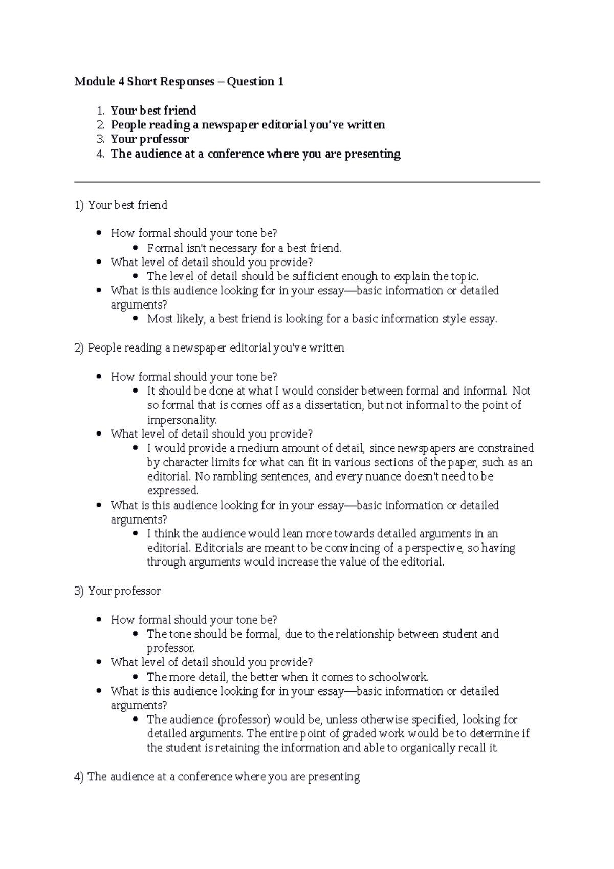 Week 4 Short Answer - Module 4 Short Responses – Question 1 Your best ...