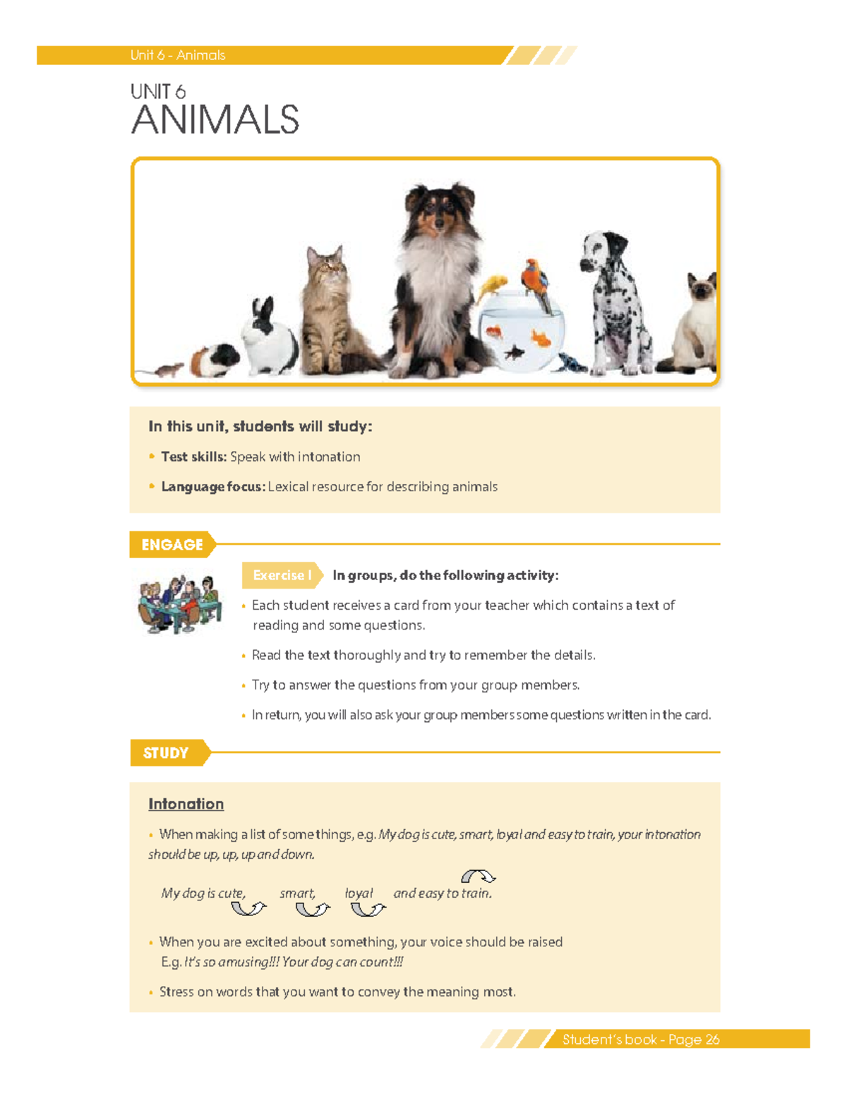 Lesson 6 - speaking conversation sach giao khoa - UNIT 6 ANIMALS **In ...