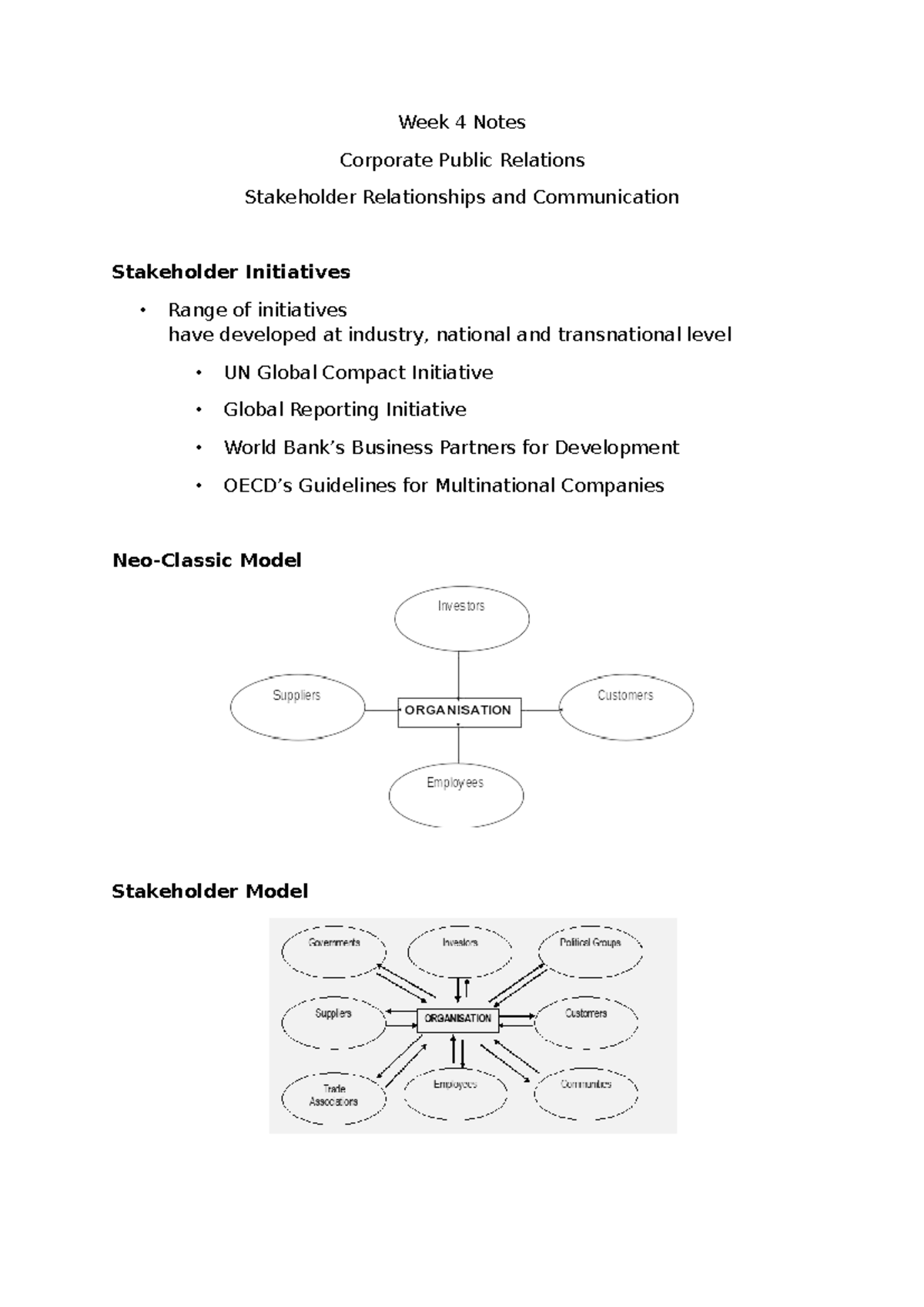 Week 4 Notes: Corporate PR & Stakeholder Communication Strategies - Studocu