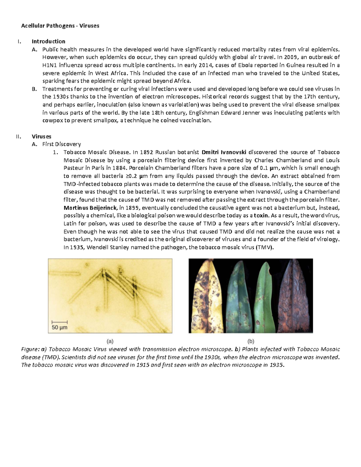 MCB2020F 5.1. Introduction to Virology - Acellular Pathogens - Viruses ...