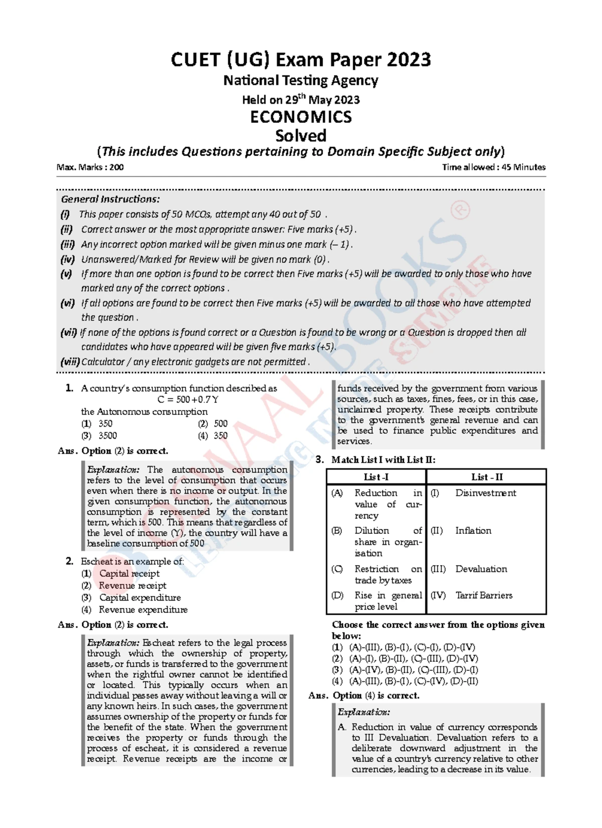 CUET (UG) 2023 Solved Accountancy Sample Question Paper - Studocu