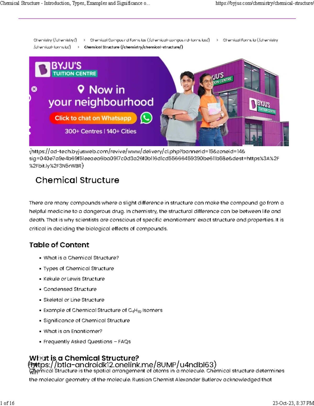 Chemical Structure - Introduction, Types, Examples and Significance of ...