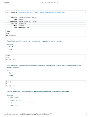 Data Structures Algorithms Midterm Exam - ANSWER QUESTIONS True A bank simulation of its teller ...