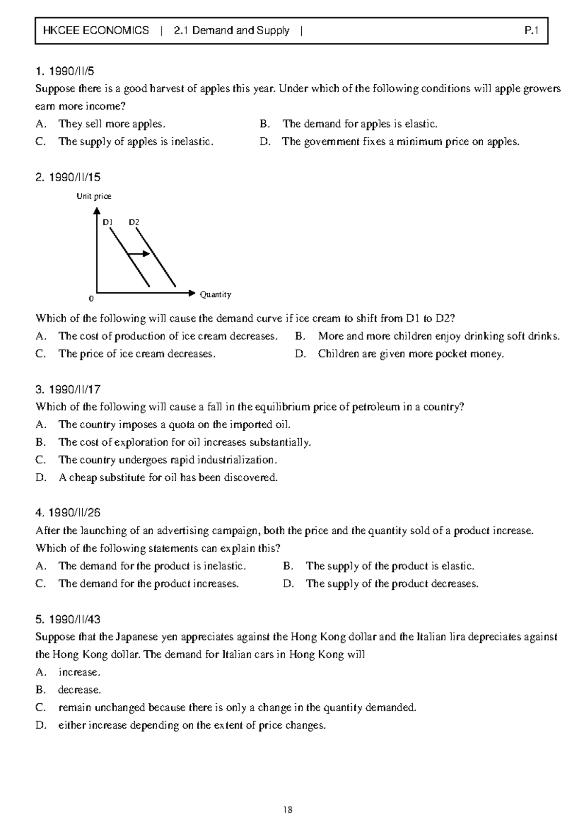 HKCEE ECONOMICS 2.1 Demand and Supply Study Guide - Studocu