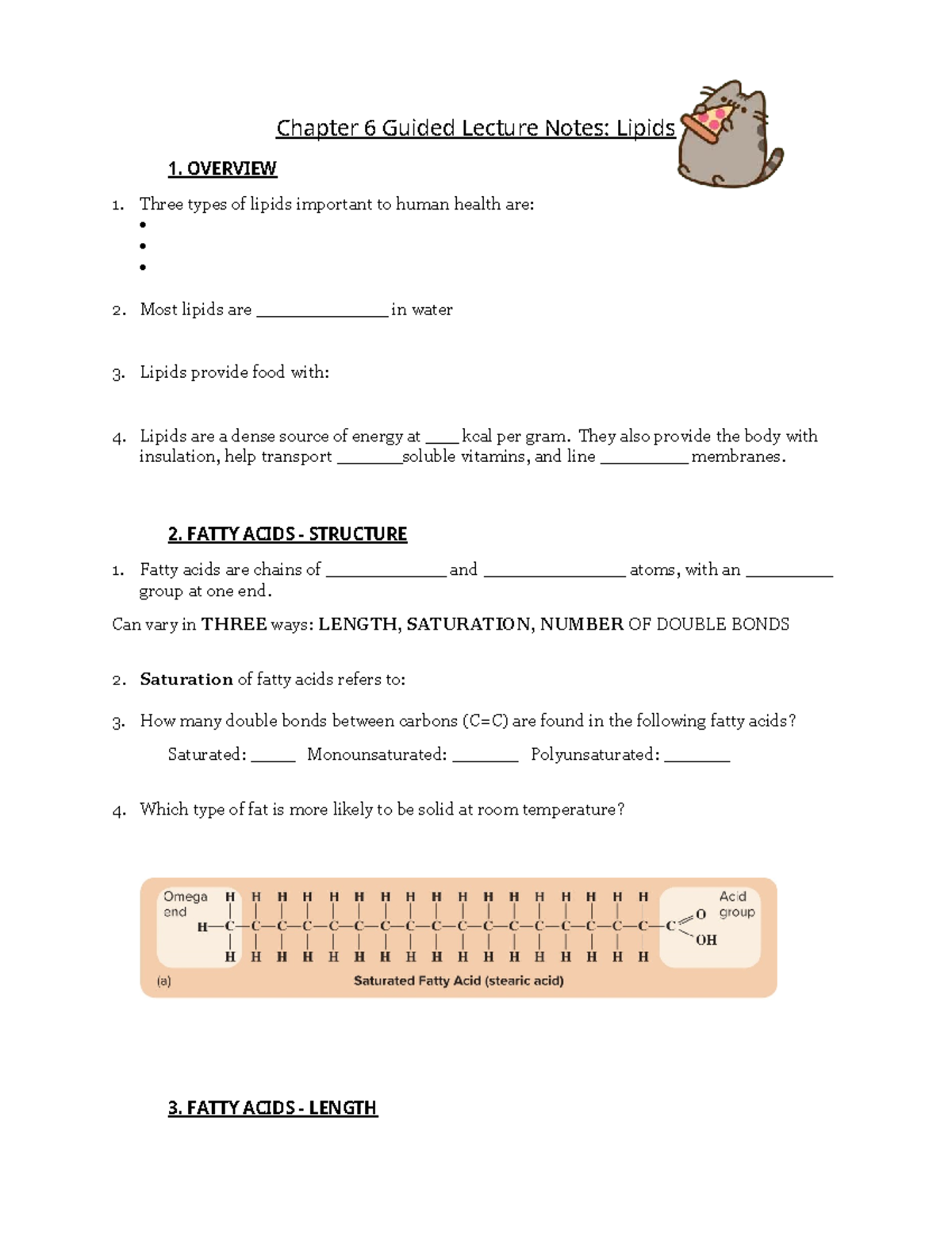 Chapter 6 Guided Lecture Notes: Lipids Overview and Key Concepts - Studocu