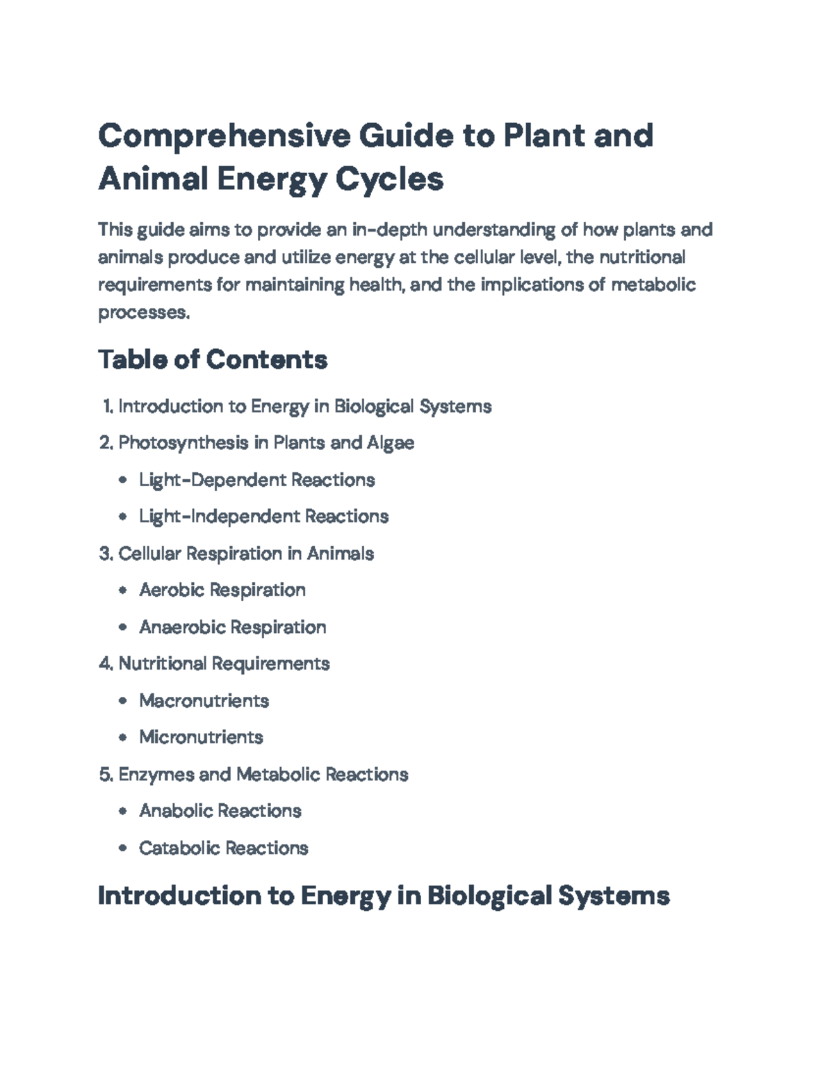Comprehensive Guide to Plant & Animal Energy Cycles - BIOL 101 ...