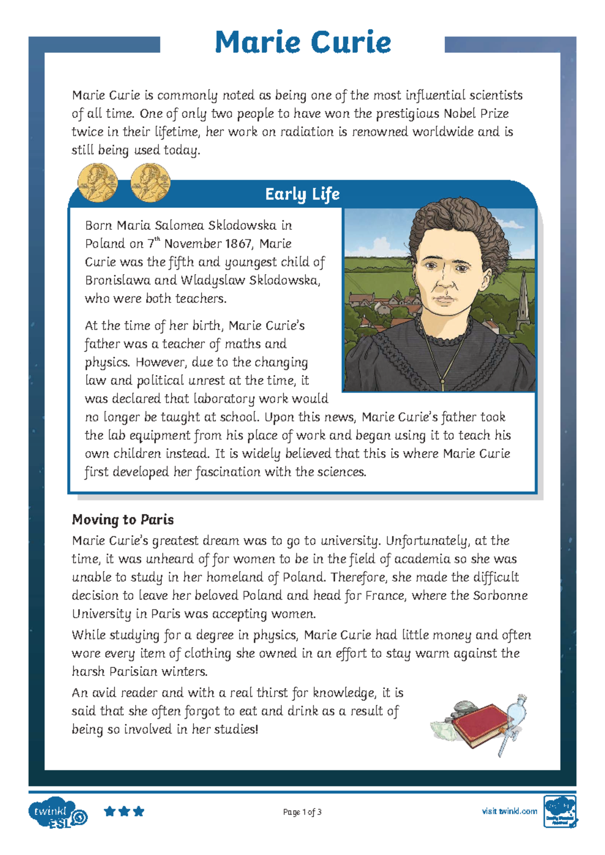 Marie Curie: Influential Scientist - Reading Comprehension (Course Code ...