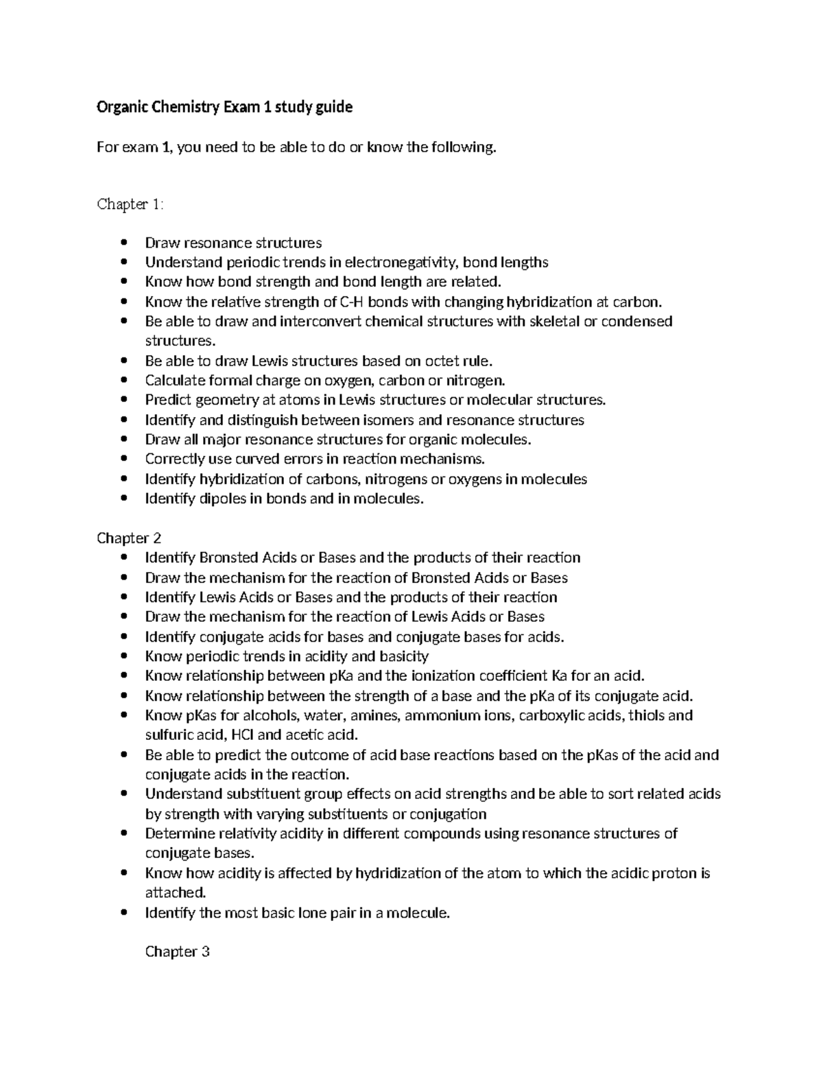 Organic Chemistry 101: Exam 1 Study Guide - Key Concepts & Mechanisms - Studocu