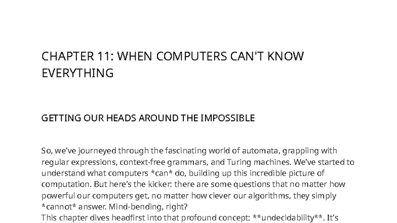 CHAPTER 11: THE LIMITS OF COMPUTATION IN AUTOMATA AND TURING MACHINES ...