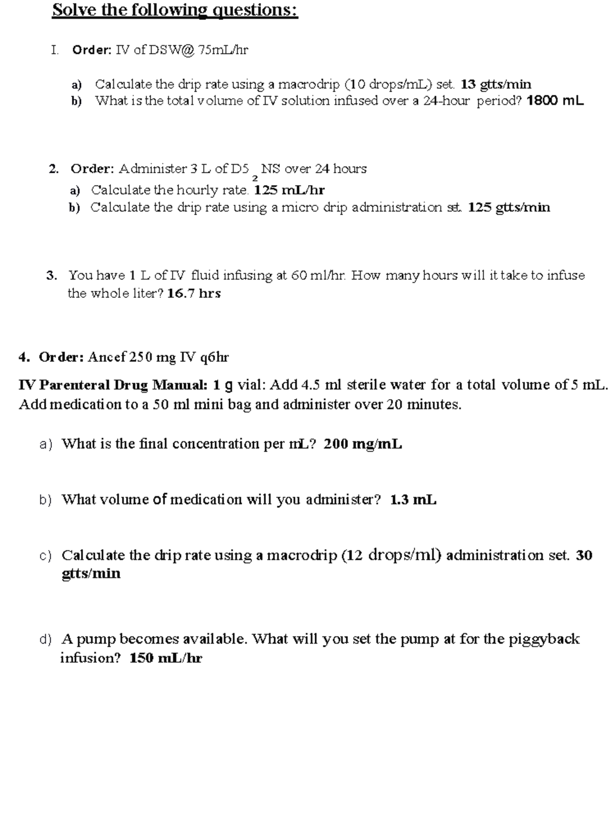 Week 10 MS -I Intermediate Dosage Calculation Worksheet 03 - Solve the ...