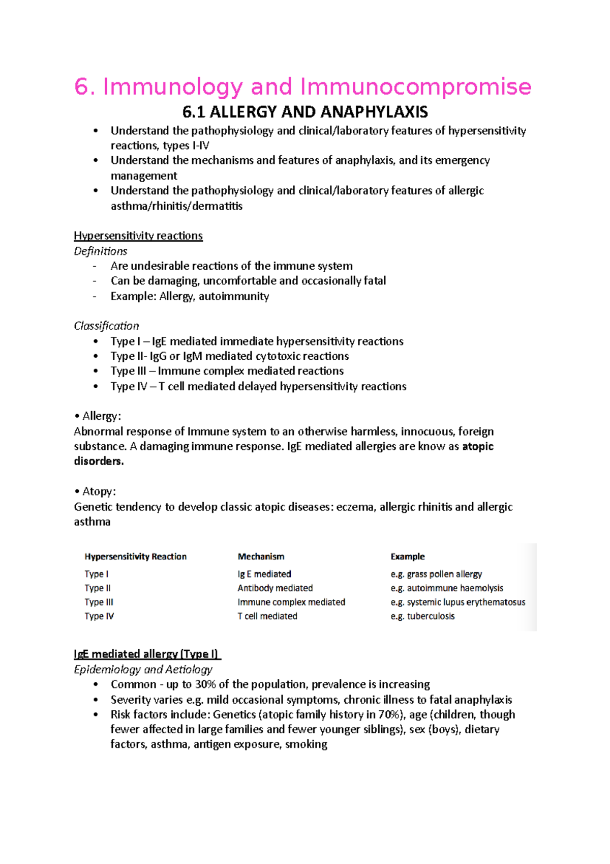 Immunology and Immunocompromise Overview: Key Concepts and Cases - Studocu
