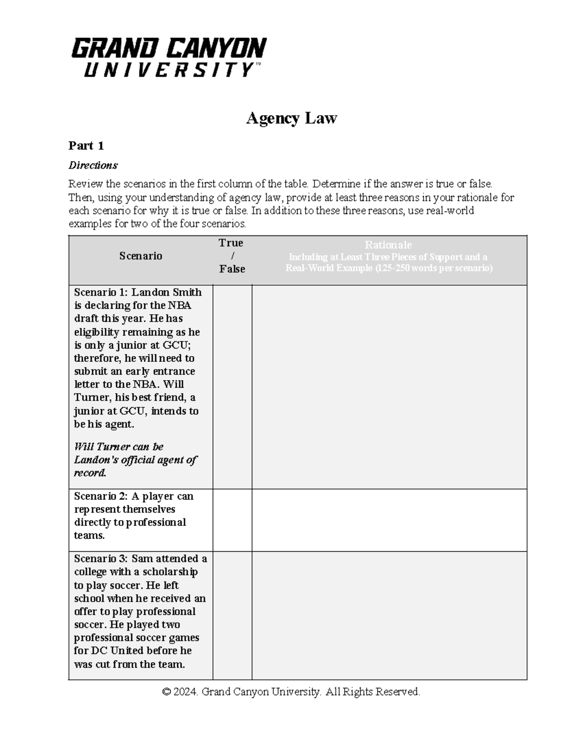 SPT-360 Agency Law Part 1: True or False Scenarios Analysis - Studocu