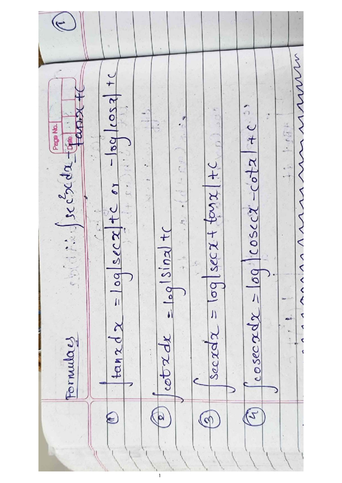 Integration Formulas and Techniques for Mathematics Course (MATH101 ...