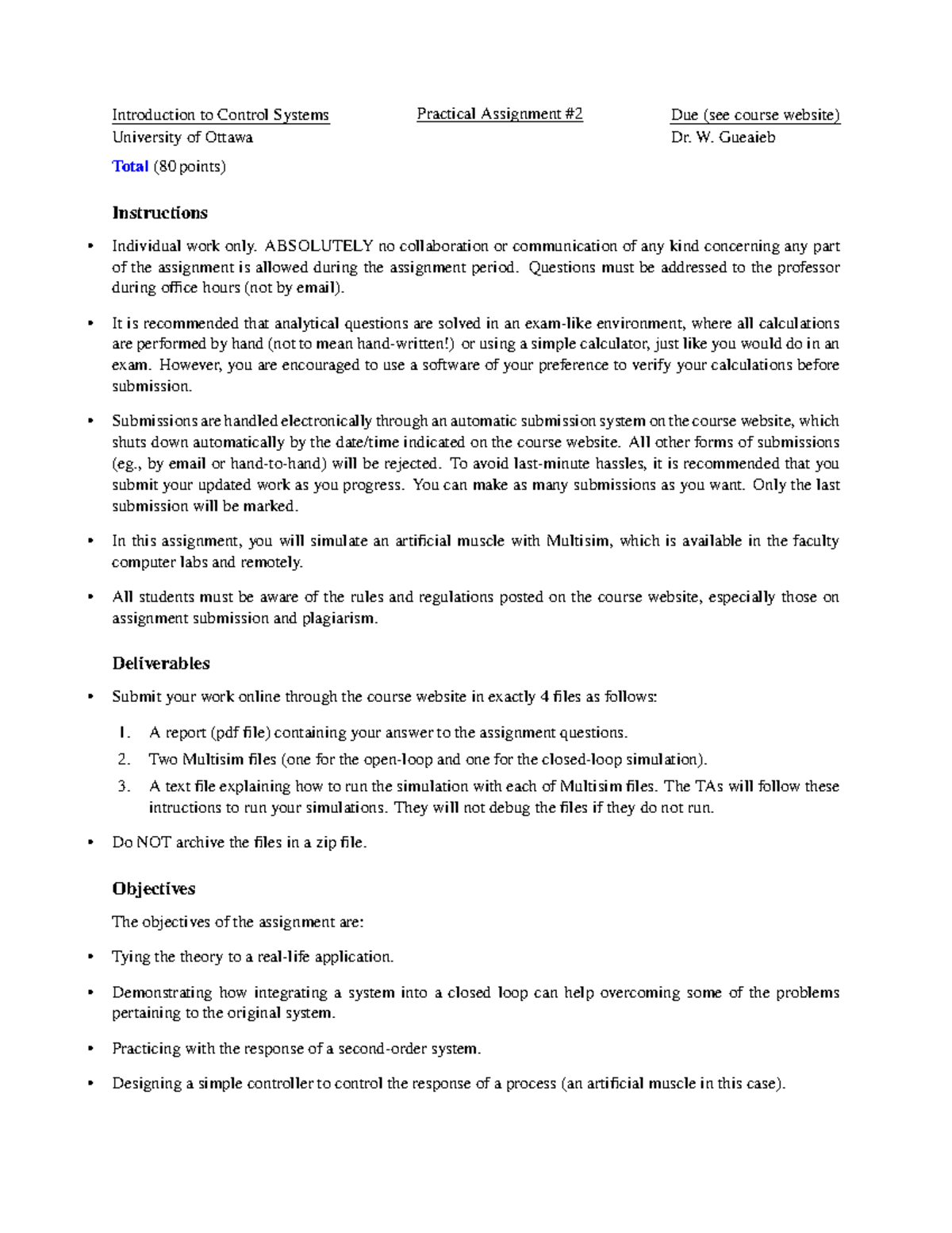 ELG 2 Practical Assignment: Control Systems Simulation & Analysis - Studocu