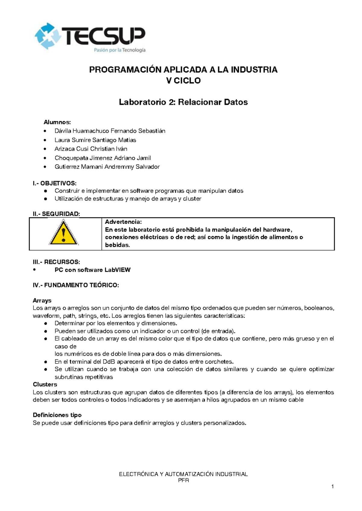 Laboratorio 2: Relacionar Datos en LabVIEW - PAI GE-S02 - Studocu