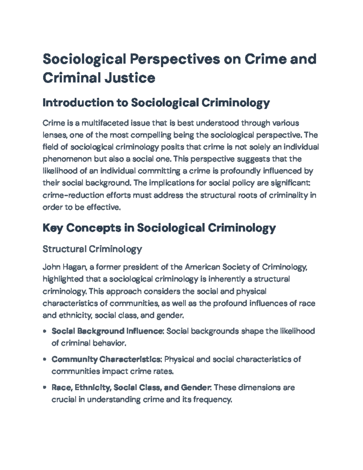 Sociological Criminology: Understanding Crime Through Social Structures ...