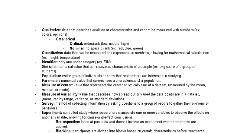 STAB22 Midterm: Understanding Qualitative and Quantitative Data - Studocu