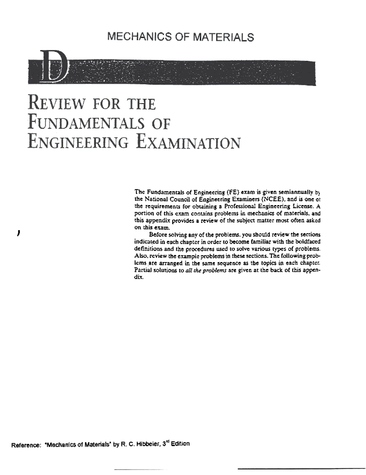Strength Materials Handout 2 - I The Fundamentals of Engineering (FE ...
