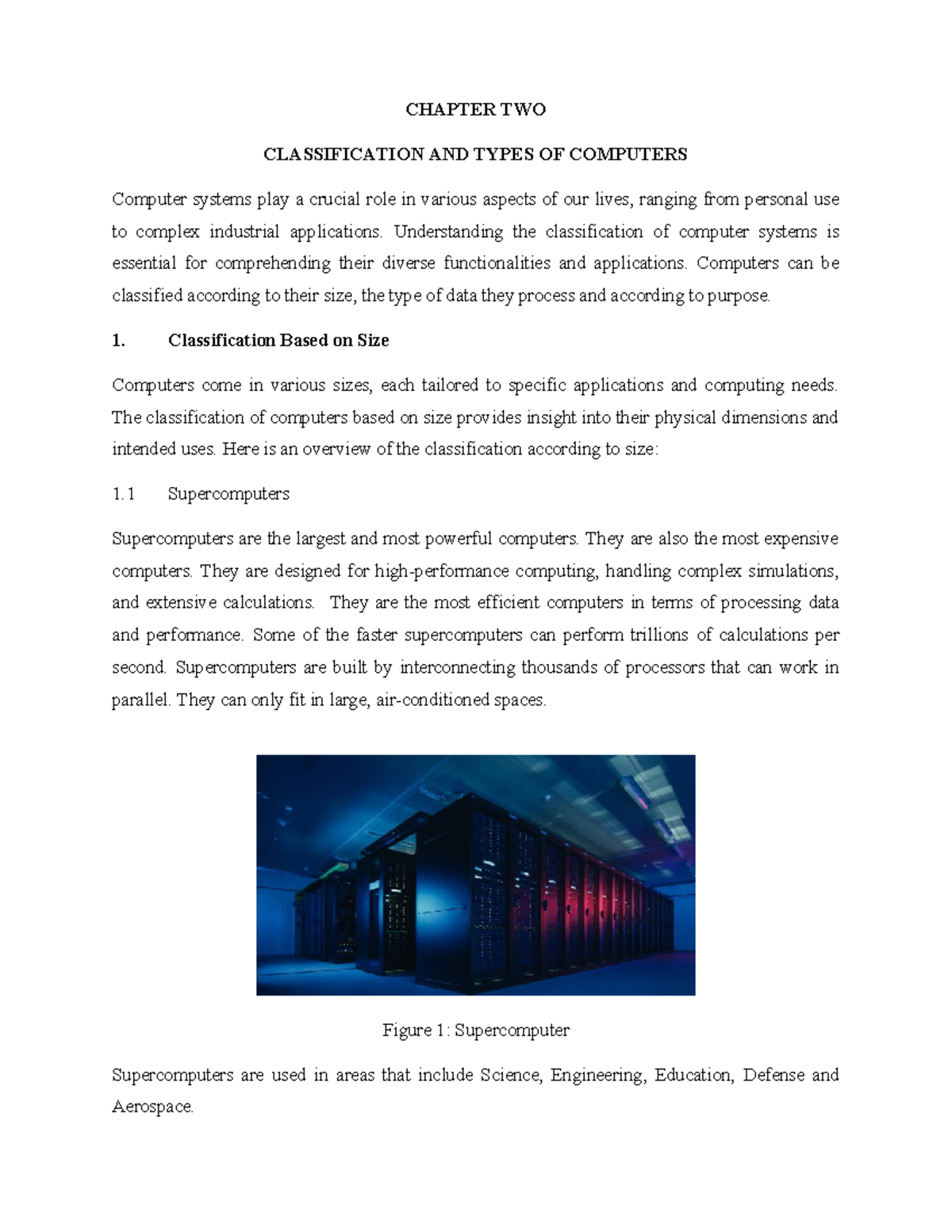Classification AND Types OF Computers (Autosaved) - CHAPTER TWO CLASSIFICATION AND TYPES OF ...