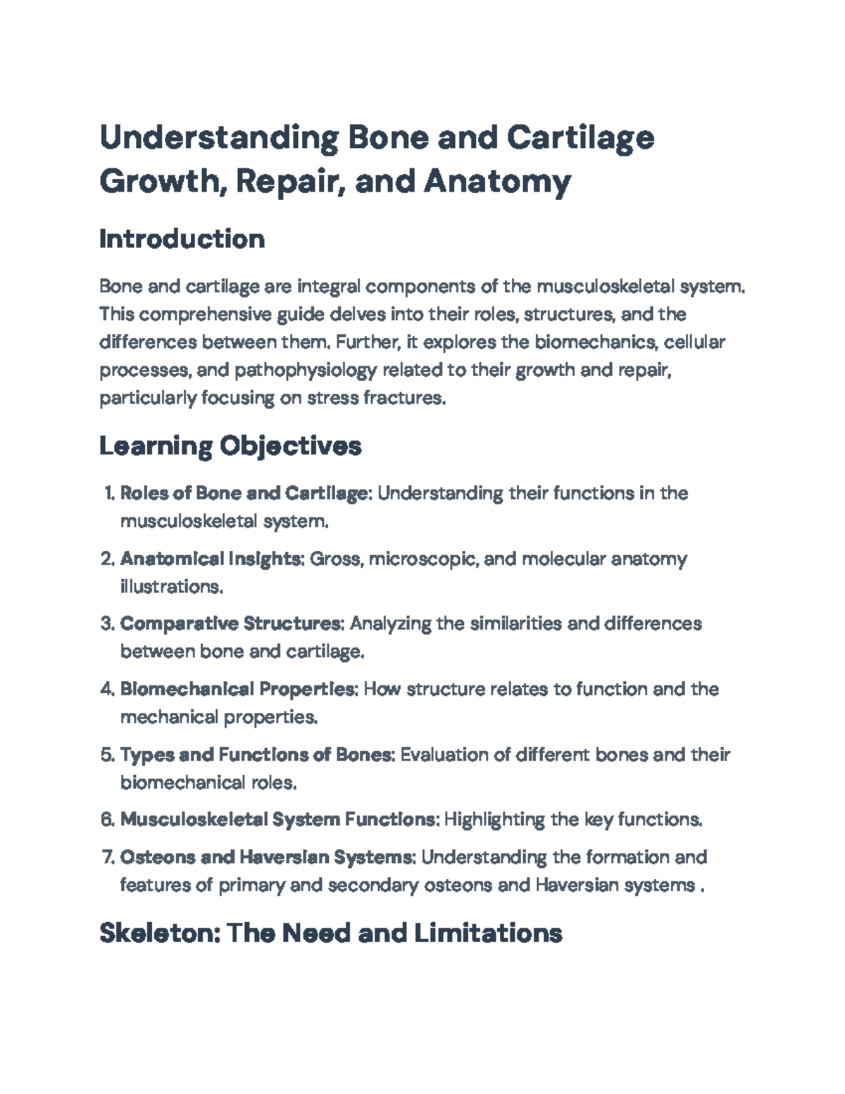 Comprehensive Guide to Bone and Cartilage: Anatomy and Biomechanics - Understanding Bone and ...