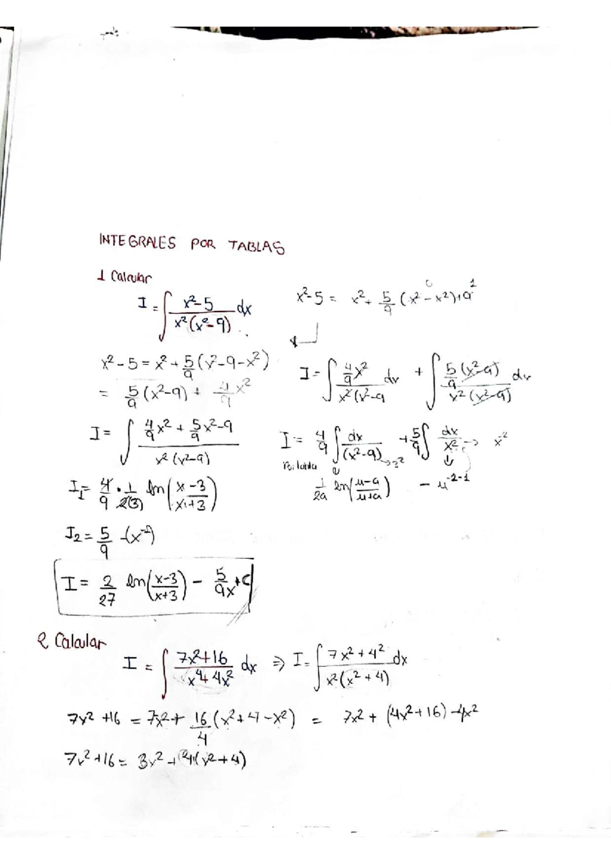 Mat101 3P - Práctica de Cálculo 1: Integrales por Tablas y Sustitución ...