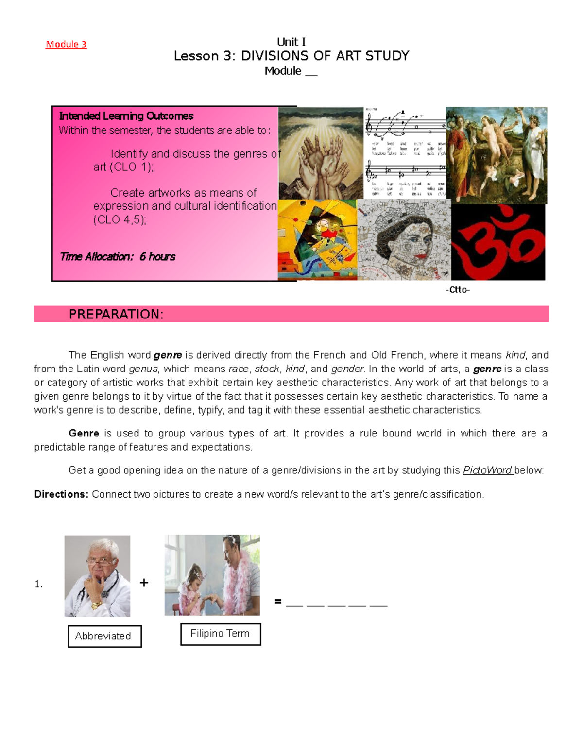 GEC-AA Divisions of Art Study - Genres and Techniques Explored - Studocu