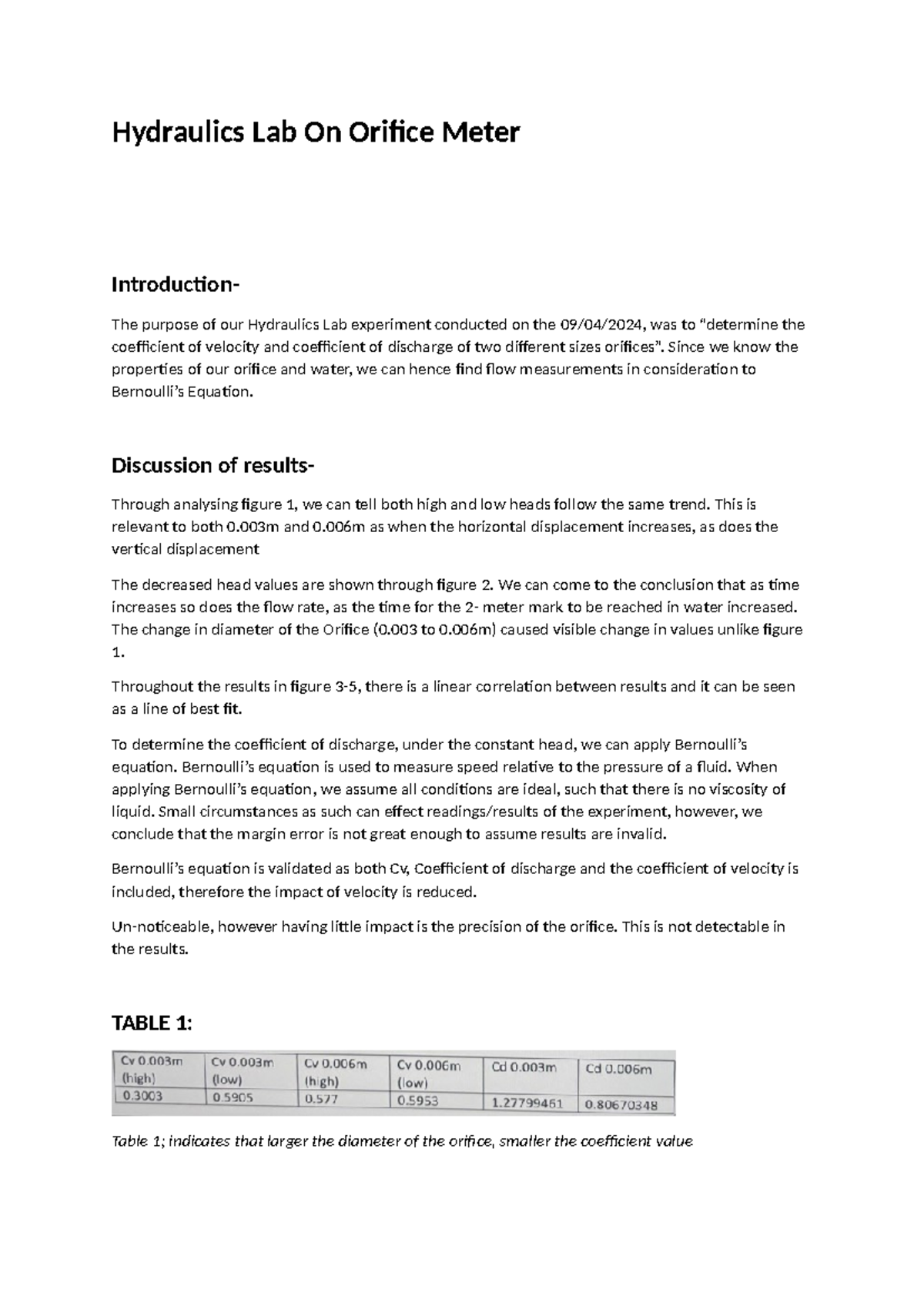 Hydraulics Lab On Orifice Meter - Hydraulics Lab On Orifice Meter ...