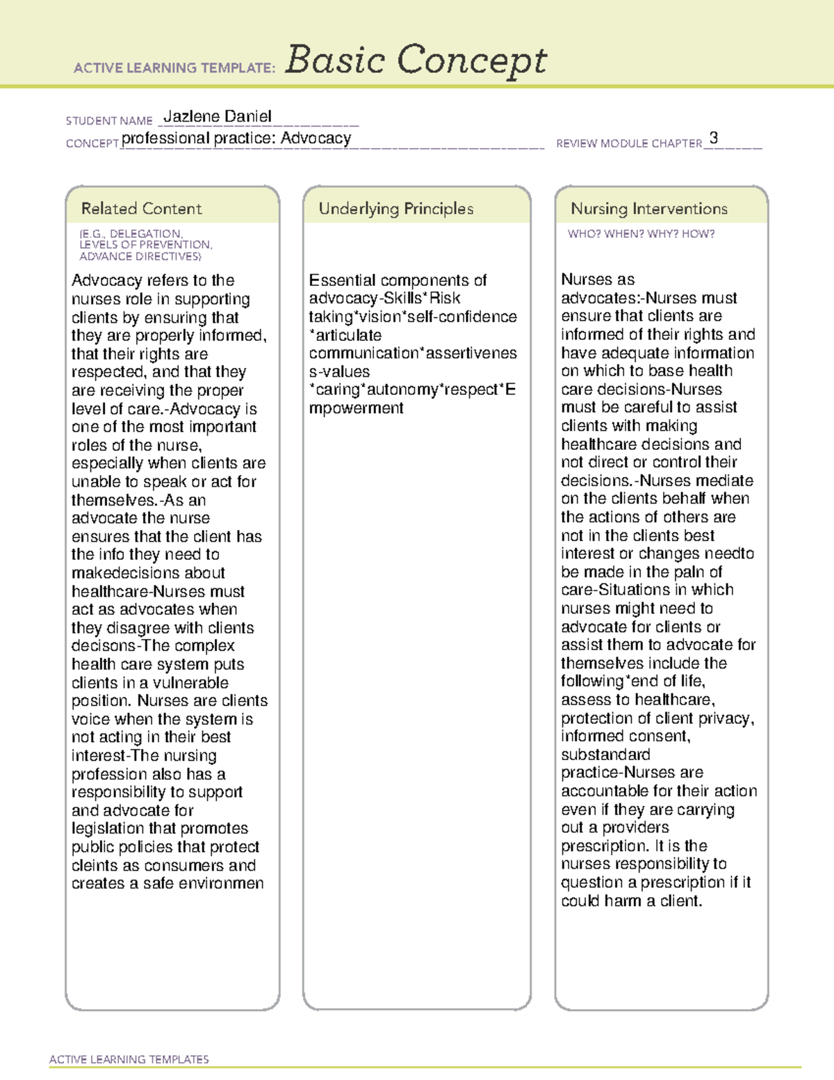 Active Learning Template: Nursing Interventions Overview & Details ...