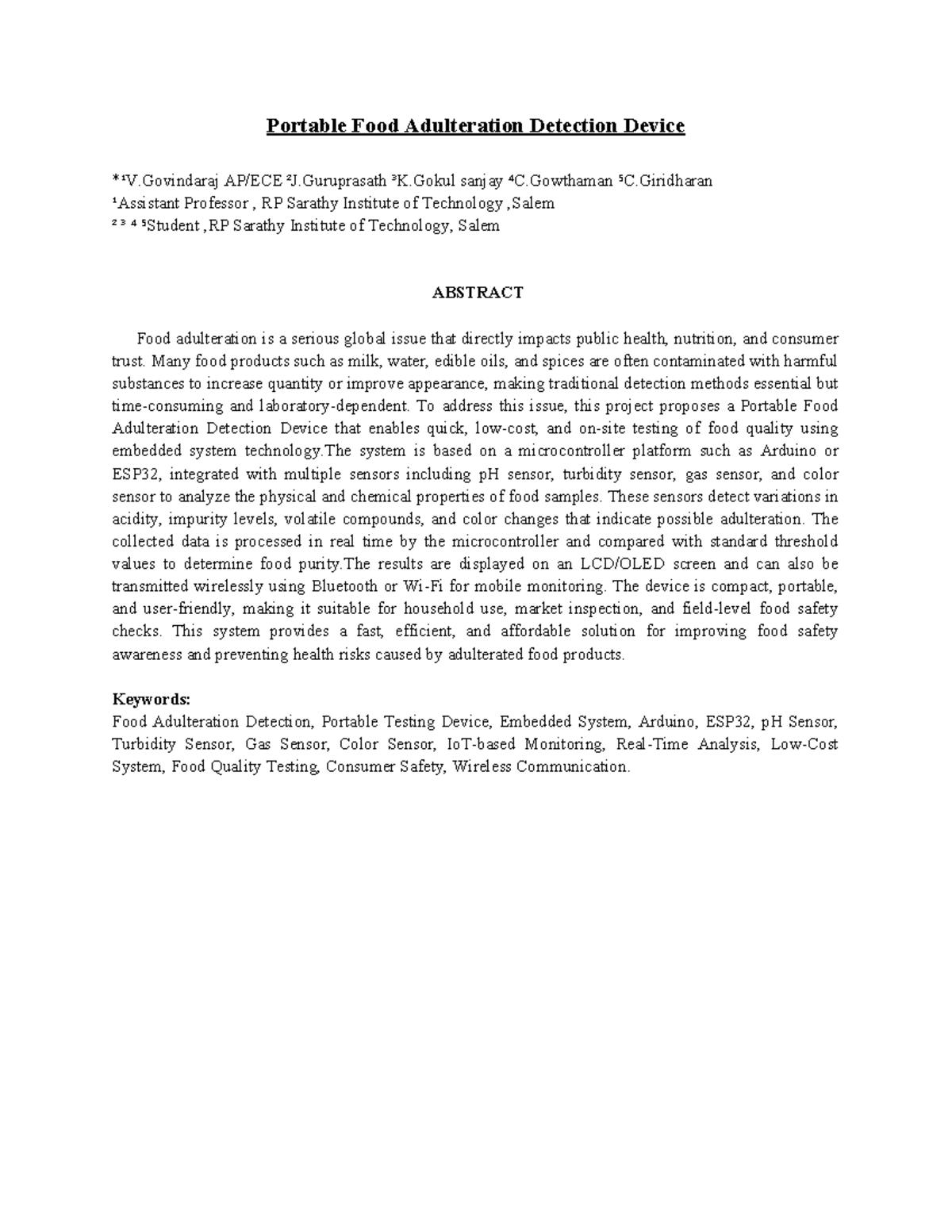 Portable Food Adulteration Detection Device: A Tech Solution - Studocu