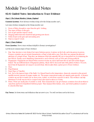 Module 1 Guided Notes (FLVS Forensic Science) - Module One Guided Notes ...