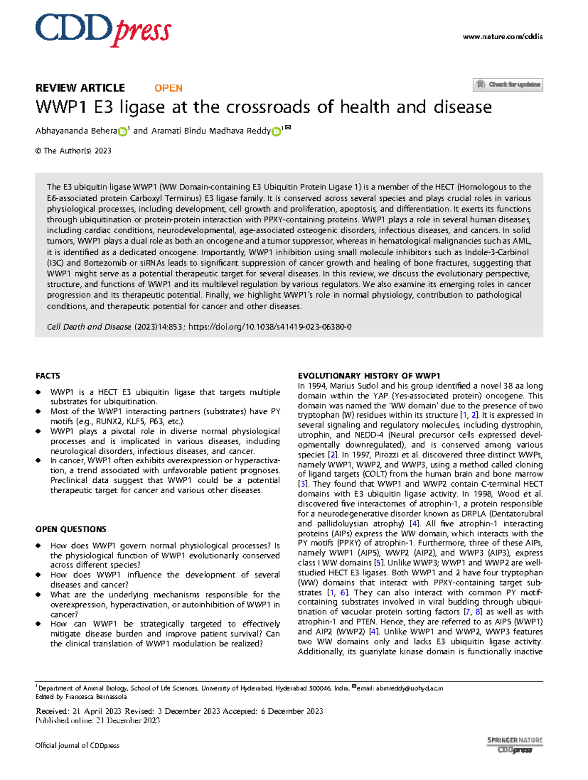 WWP1 E3 Ubiquitin Ligase: Insights into Health, Disease, and ...
