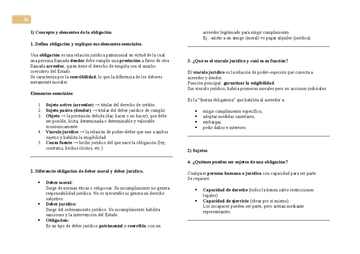 34 Preguntas y Respuestas Completas sobre Obligaciones (Final Exam ...
