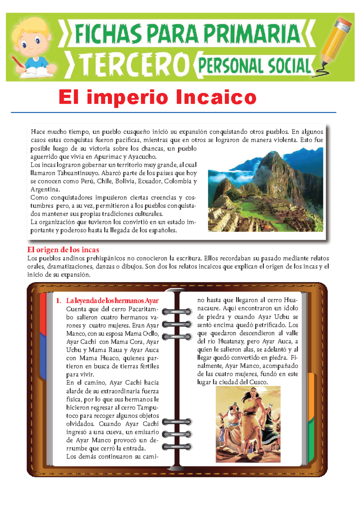 El Imperio Incaico: Historia y Leyendas para 3er Grado - Studocu