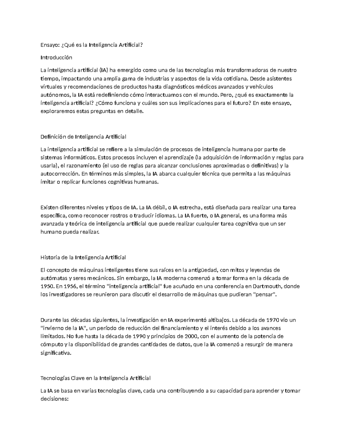 Ensayo IA 2024: Explorando el Impacto y Futuro de la Inteligencia ...