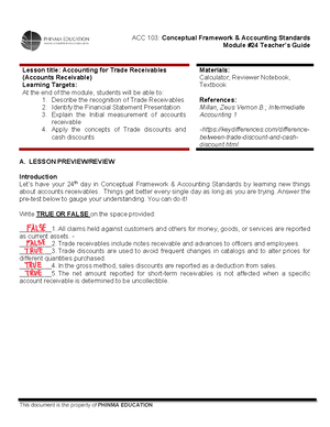 AR 2 - Accounting for Accounts receivable - Module #25 Teacher’s Guide ...