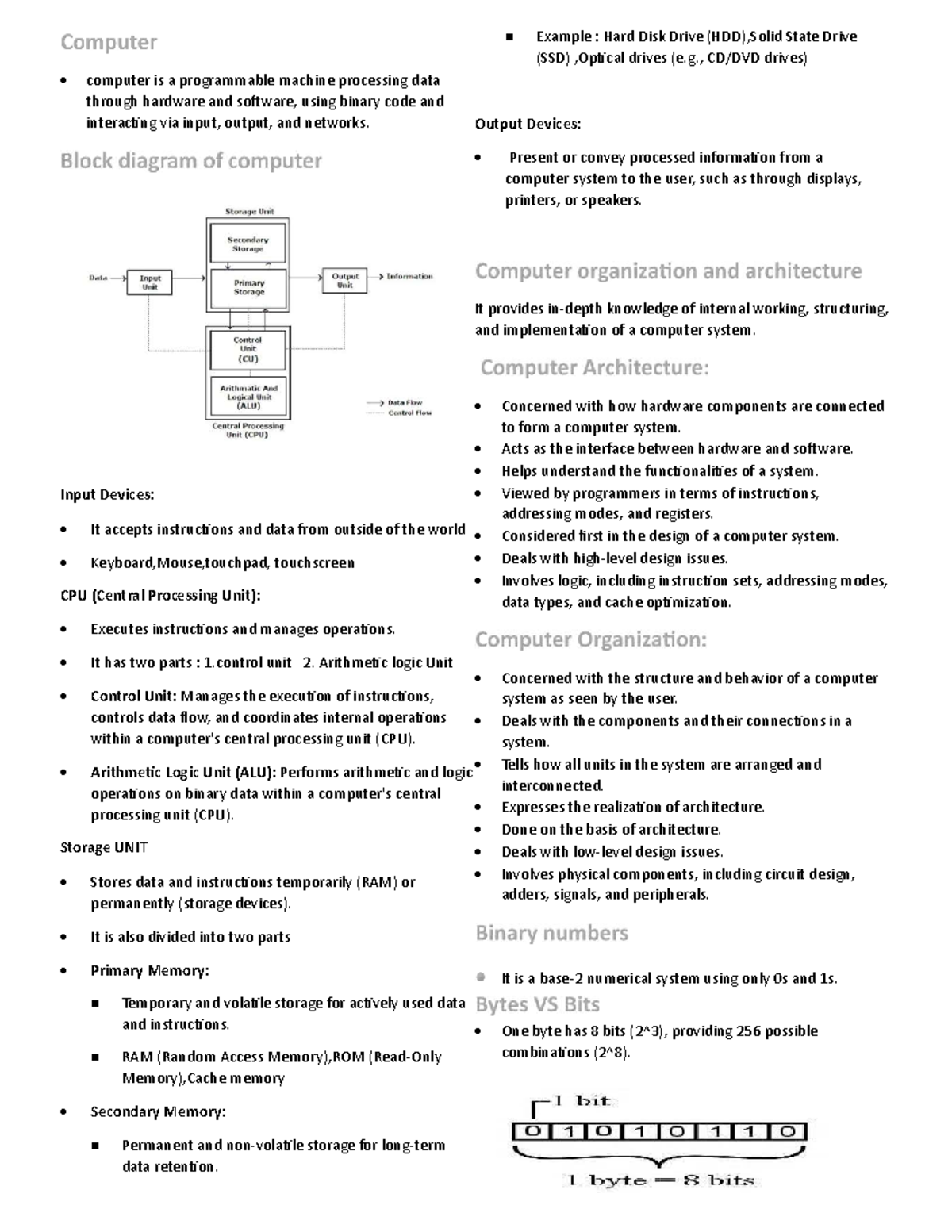 CA - CSE: Understanding Computer Architecture and Data Processing - Studocu