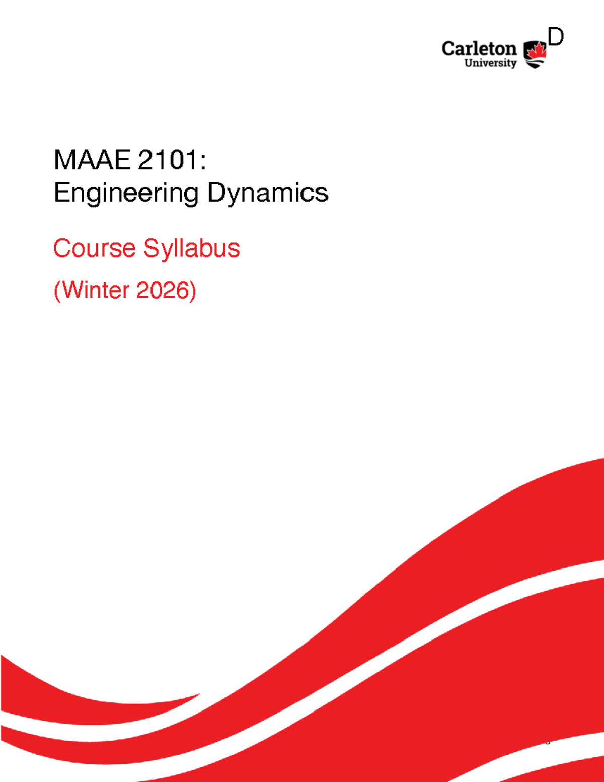 MAAE 2101: Engineering Dynamics Course Syllabus (Winter 2026) - Studocu