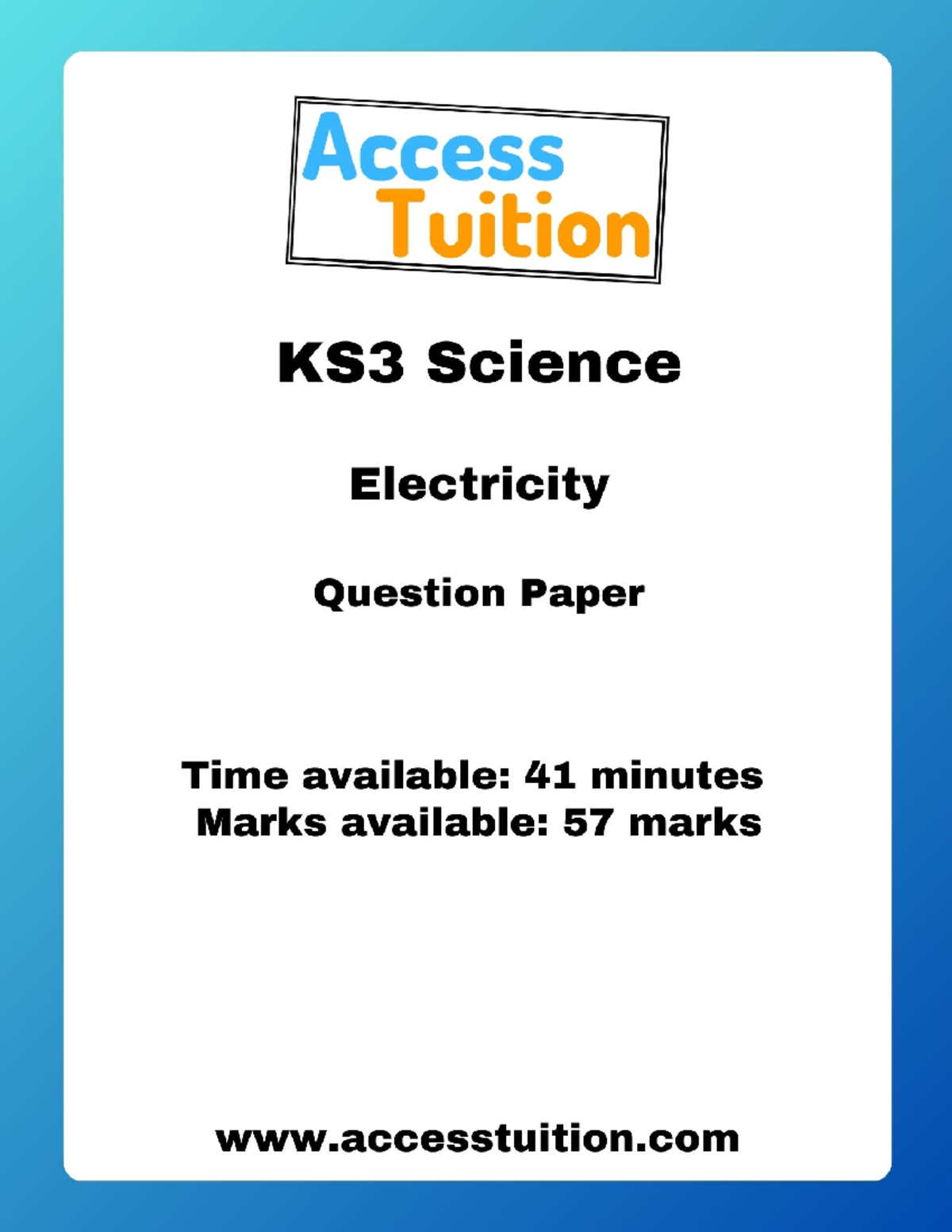 KS3 Electricity Question Paper: Circuit Concepts and Diagrams - Studocu